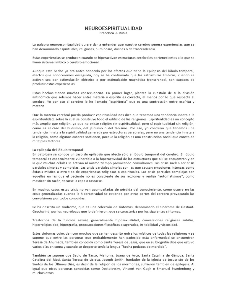 Neuroespiritualidad y el Cerebro Humano | PDF | Mente | Cerebro