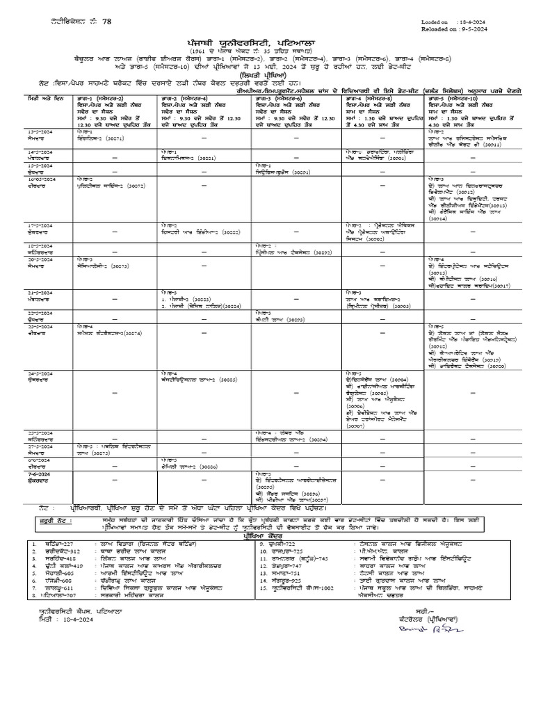 Document Schedule May 2024 | PDF