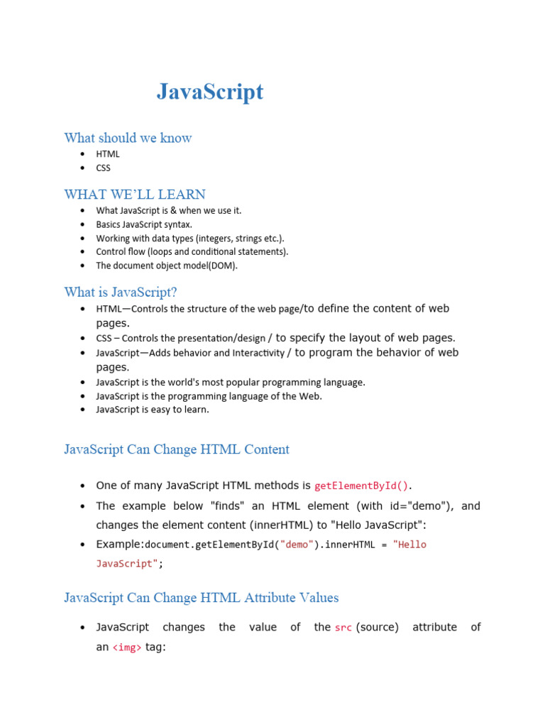 Javascript Note | Download Free PDF | Java Script | Document Object Model Javascript Note | Download Free PDF | Java Script | Document Object Model