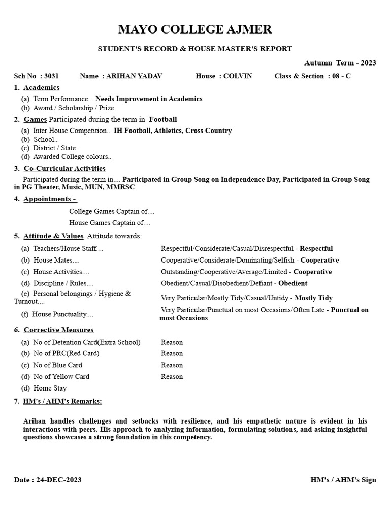 Colvin AHM REPORT C8 AUTUM 2023 | PDF | Sports