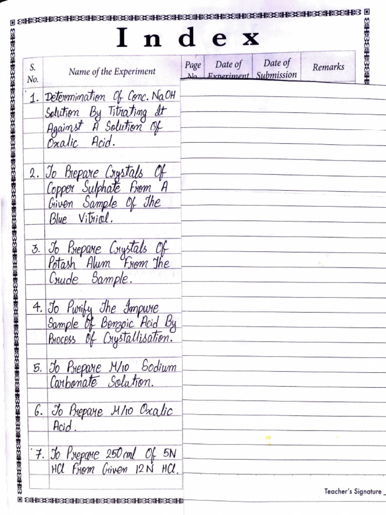 Class Xi Chemistry Practical Record 2020 21 | PDF