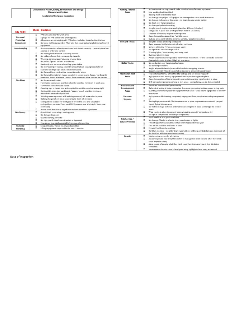 Site HS&E Check List | PDF | Personal Protective Equipment | Safety