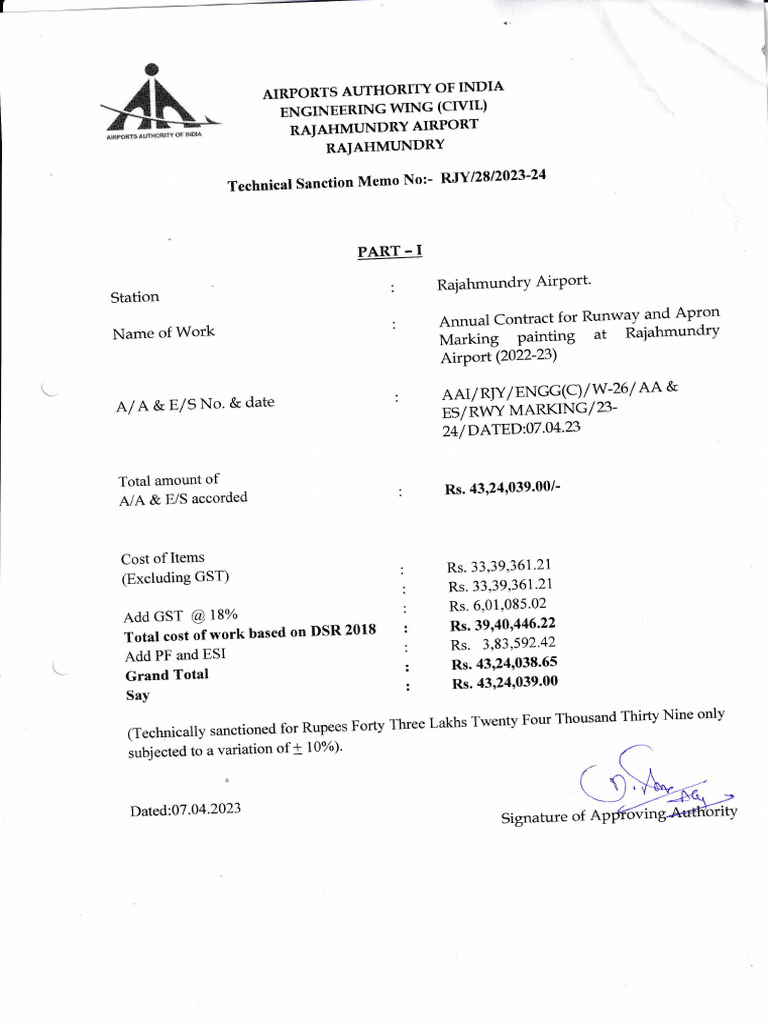 Technical Sanction Memo | PDF | Transport Infrastructure | Aviation
