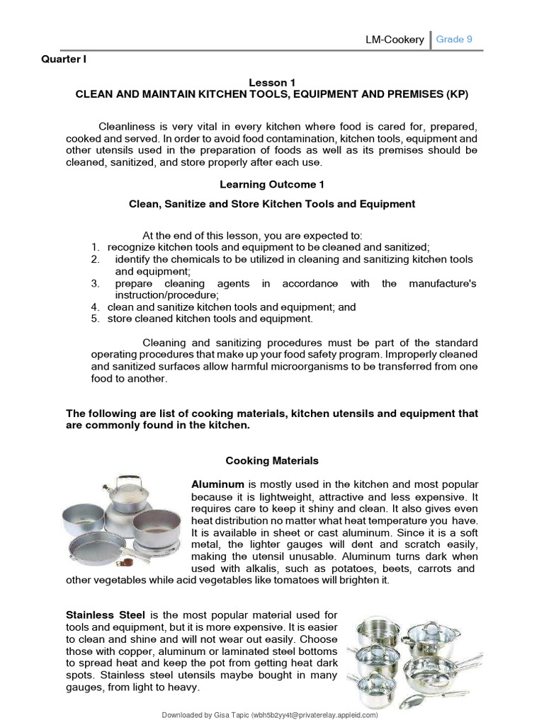 Tle 9 Students | Download Free PDF | Kitchen Utensil | Knife