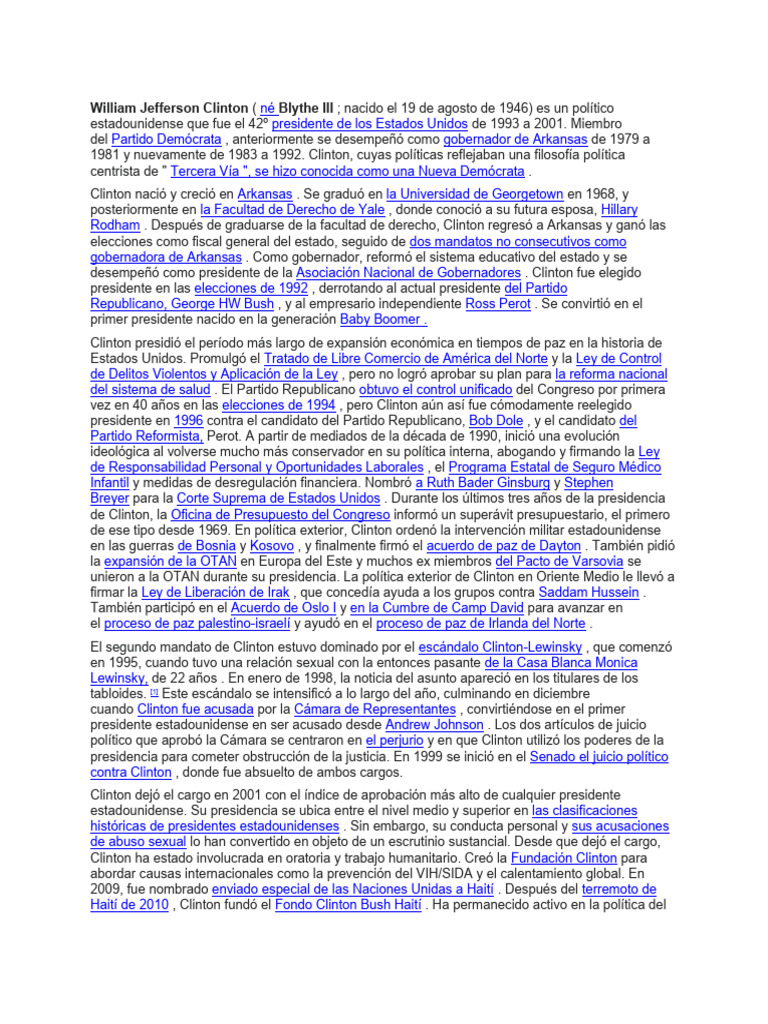 William Jefferson Clinton | PDF | Bill Clinton | Gobierno americano