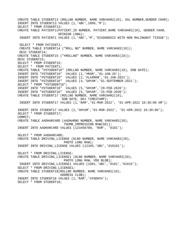04.02.2024 Create Varchar Table Notepad | PDF | Computers | Technology & Engineering