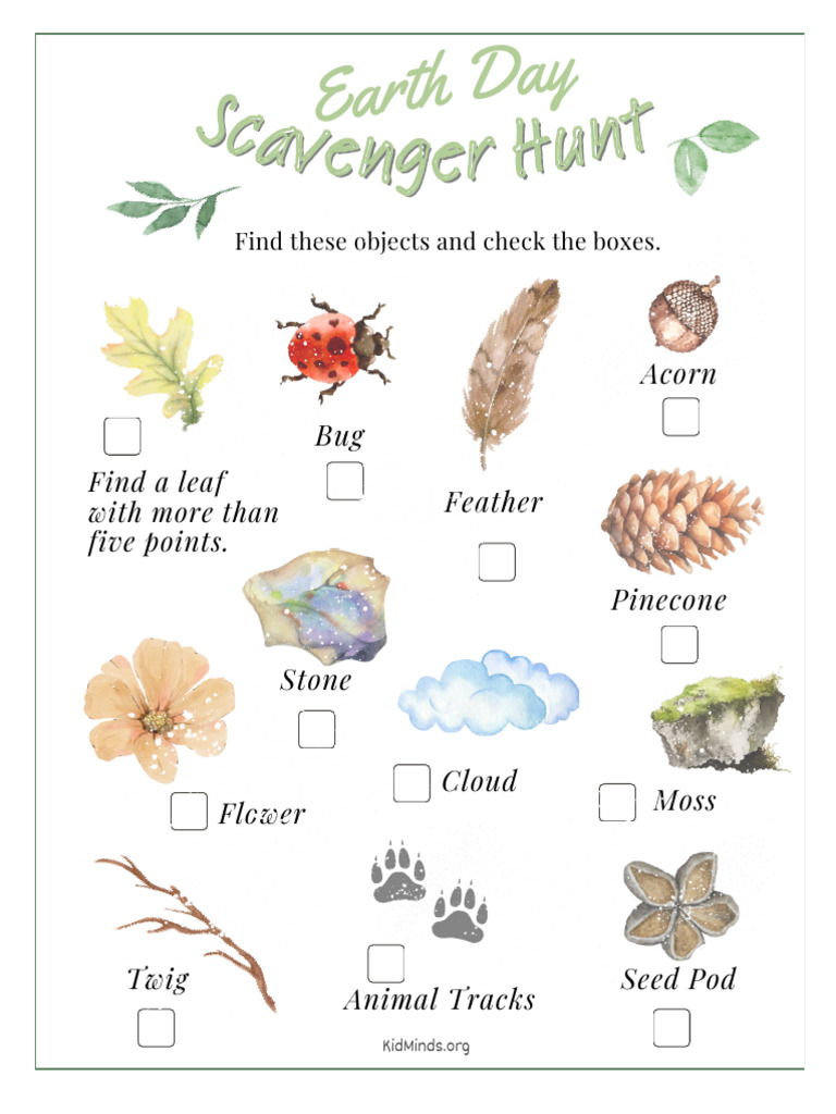 Earth Day Scavenger Hunt Checklist | PDF