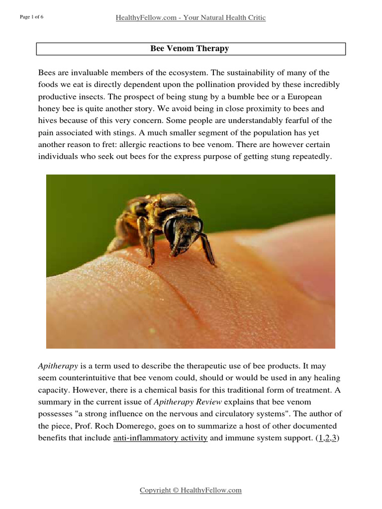 Bee Venom Therapy | Download Free PDF | Acupuncture | Osteoarthritis