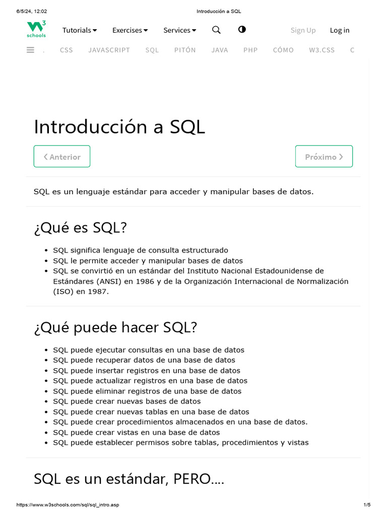 Introducción A SQL | Descargar gratis PDF | SQL | Bases de datos