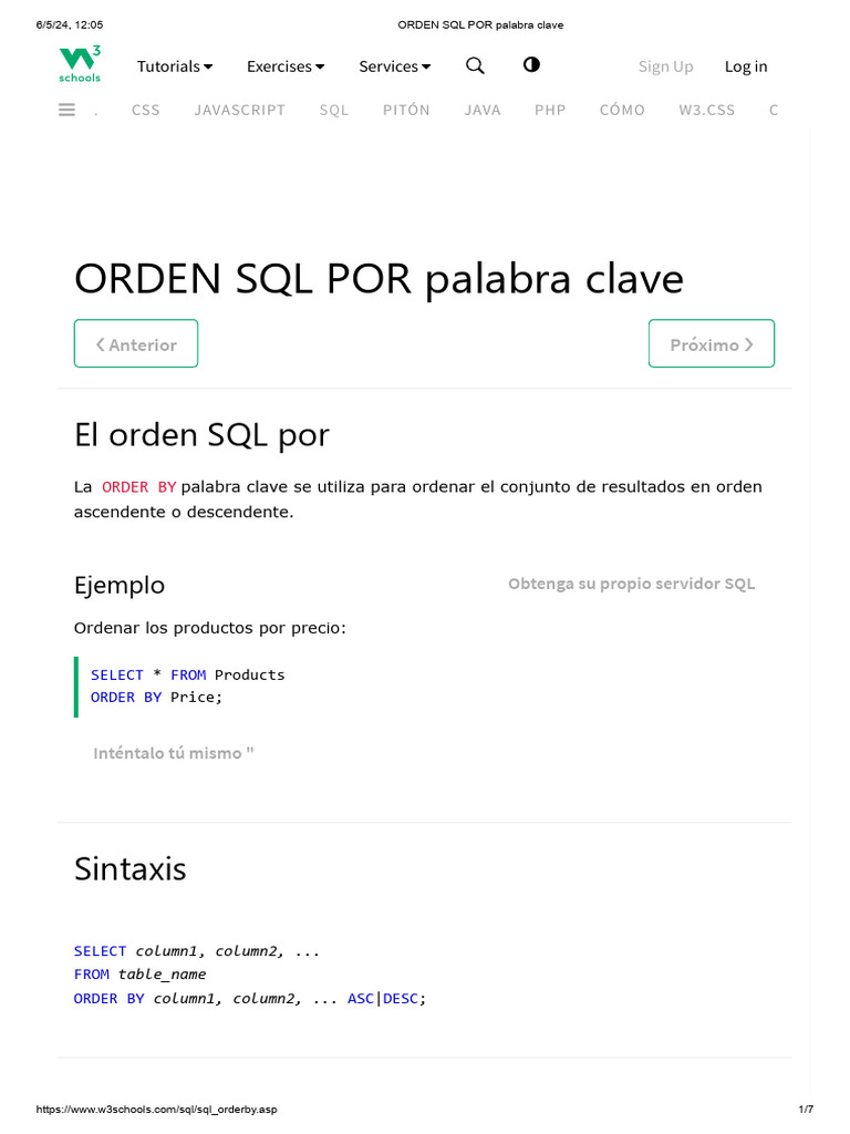ORDEN SQL POR Palabra Clave | PDF | SQL | Ingeniería de software