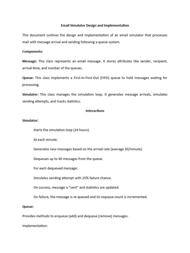Email Simulator Design and Implementation | PDF | Queue (Abstract Data ...