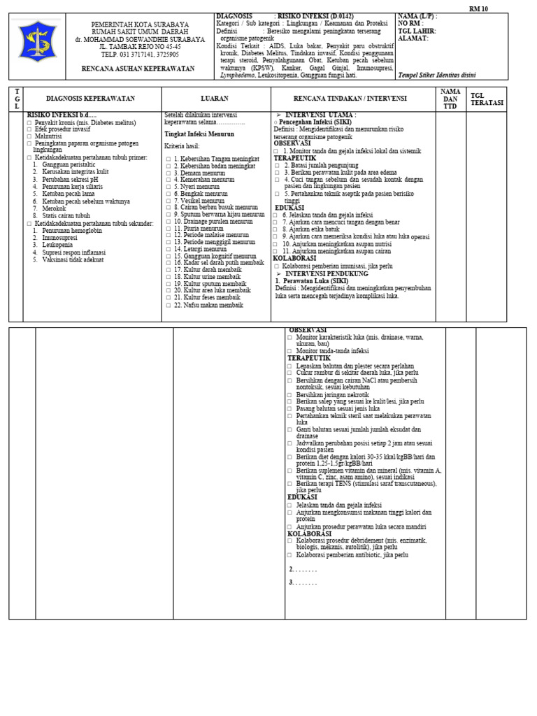 NCP Risiko Infeksi | PDF | Sains & Matematika