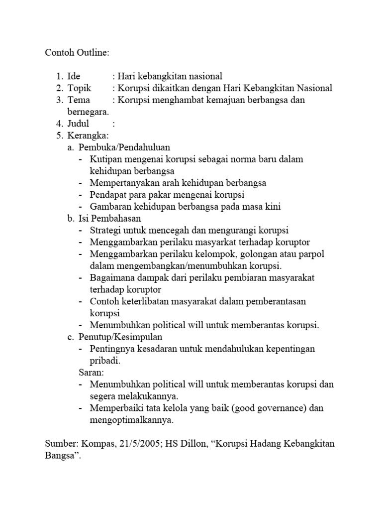 Contoh Outline Artikel | PDF