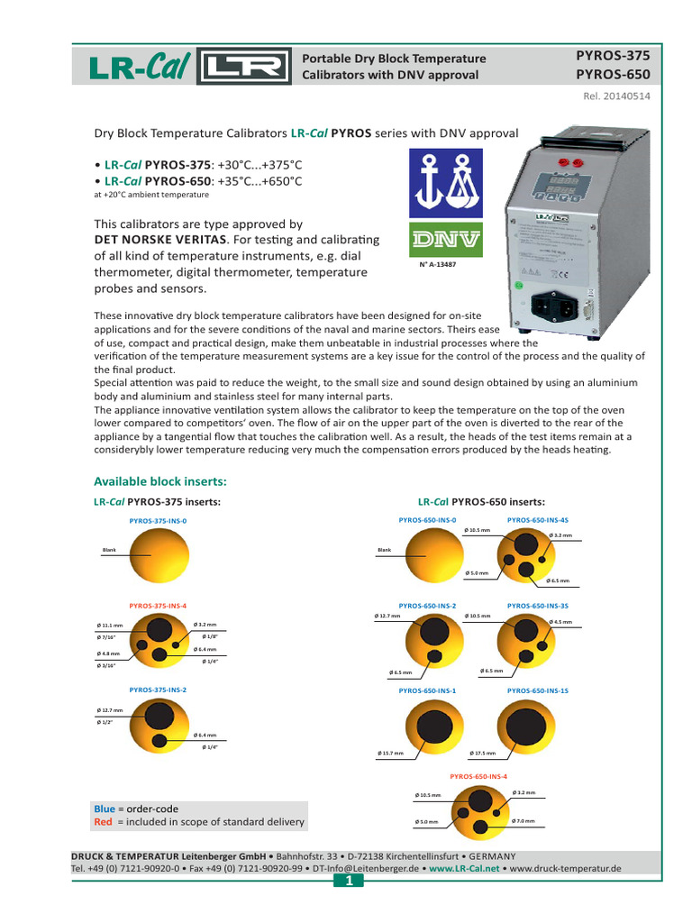 DNV-Approved Dry Block Calibrators | PDF | Technology & Engineering