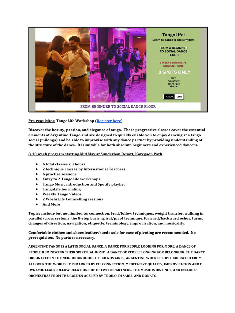 Tango Workshop for All Levels | PDF