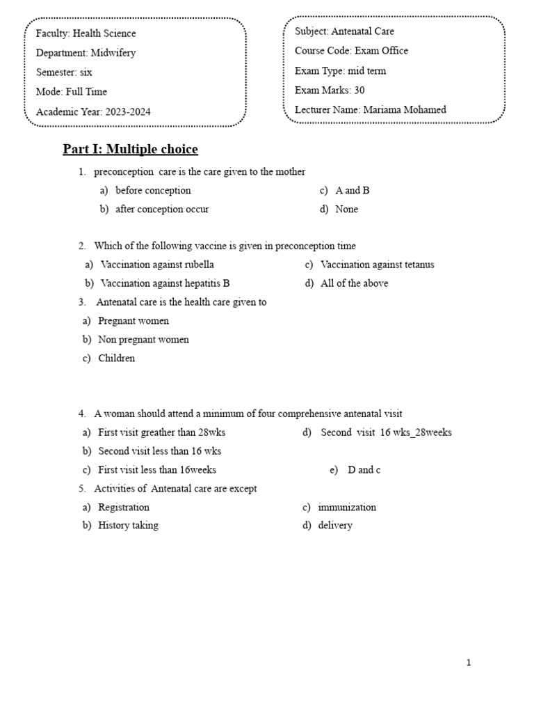 Final Exam Growth and Development | PDF | Pregnancy | Prenatal Development