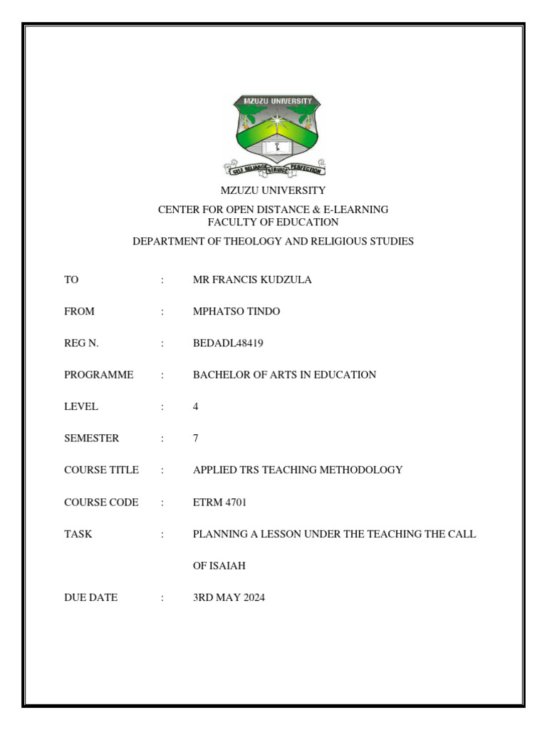 Trs Lesson Planiingg | PDF | Prophet | Isaiah