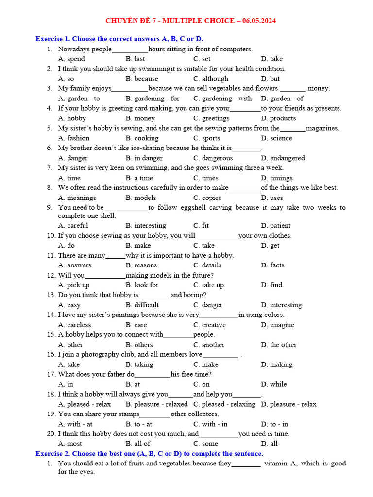CHUYÊN ĐỀ 7 - MULTIPLE CHOICE - 06.05.2024 | Download Free PDF | Energy ... CHUYÊN ĐỀ 7 - MULTIPLE CHOICE - 06.05.2024 | Download Free PDF | Energy ...