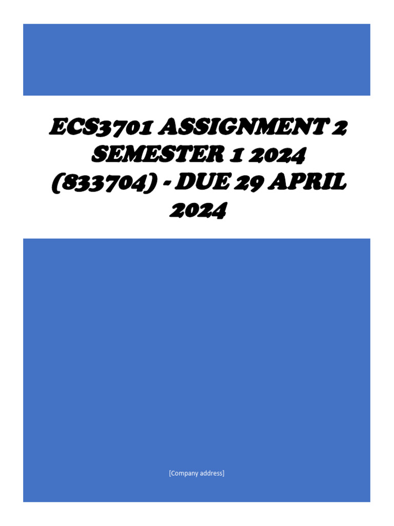 ECS3701 Assignment 2 Semester 1 2024F2 | PDF | Money Supply | Monetary Policy