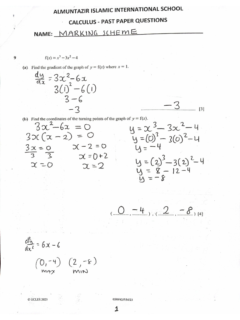 Calculus Past Paper Answers | PDF
