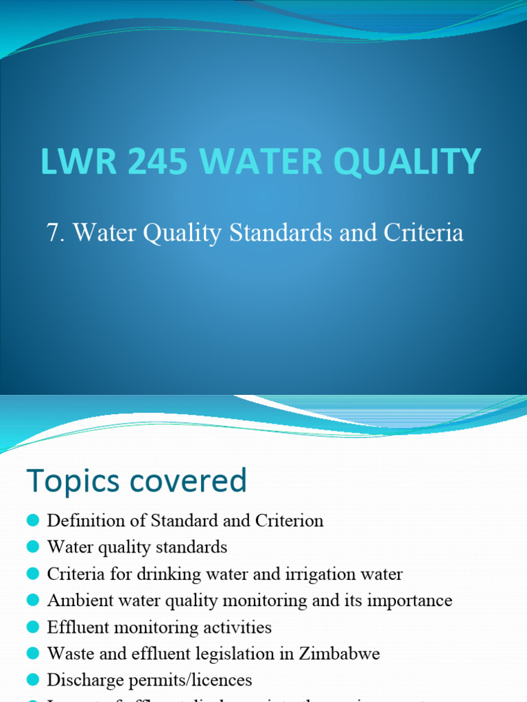 LWR245 Water Quality Standards and Criteria | PDF | Water Pollution ...