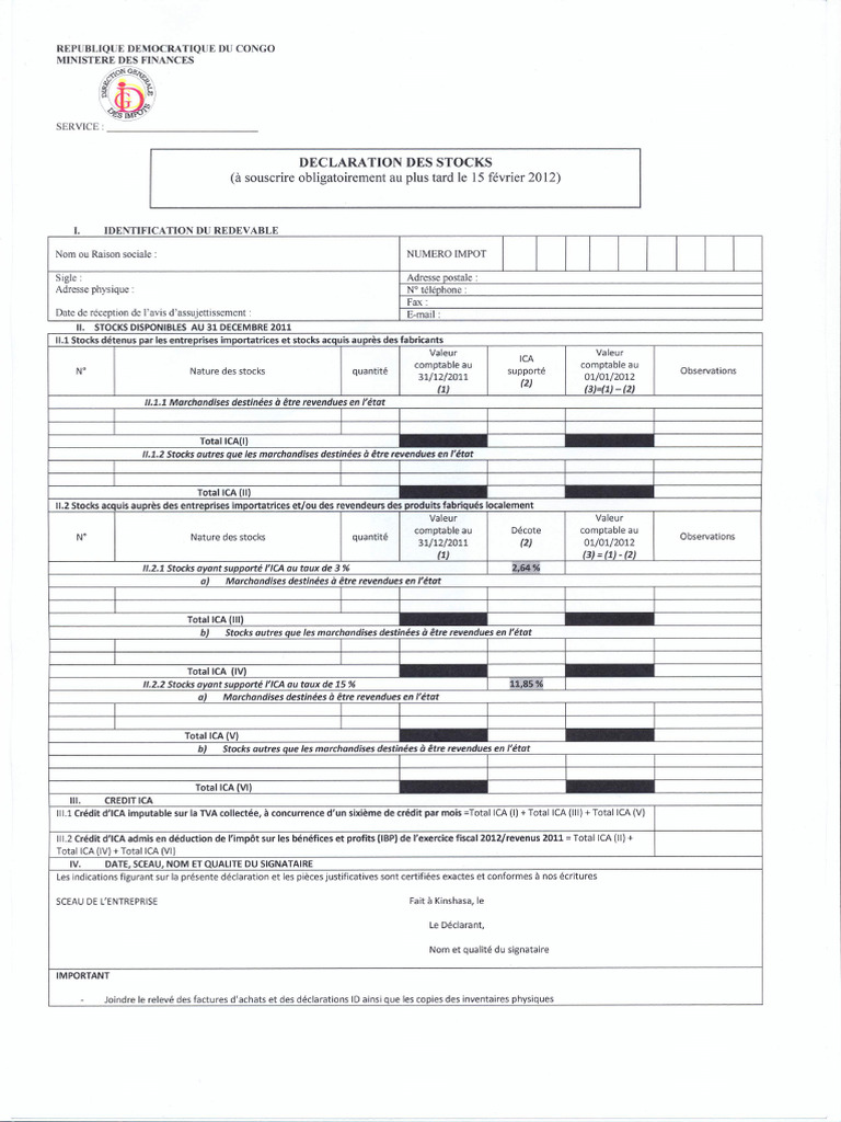 Declaration Des Stocks | PDF