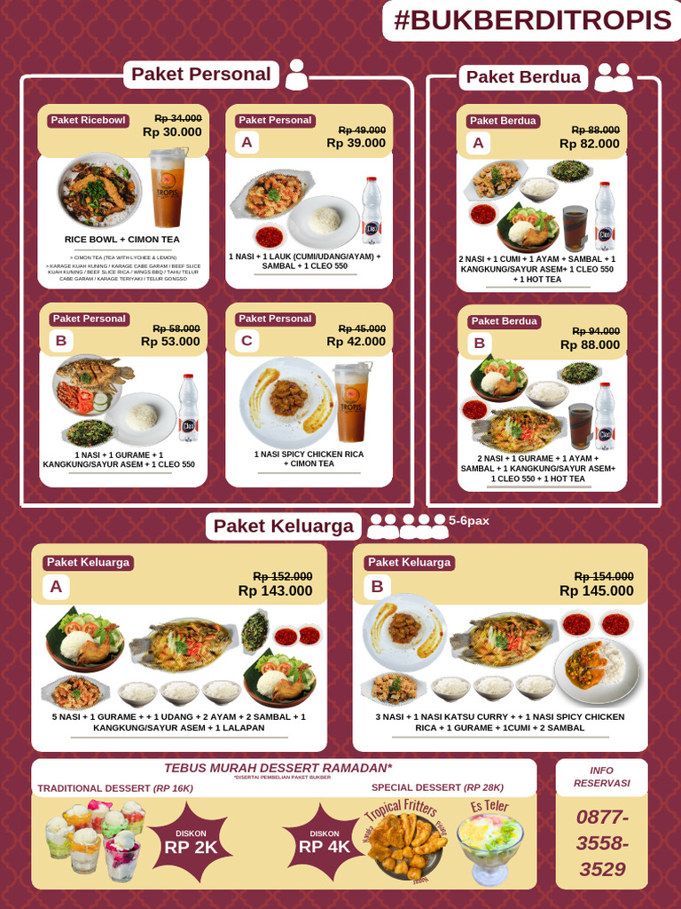 Menu Tropis + Bukber (Pdg) | PDF | Pancake | Southeast Asian Cuisine