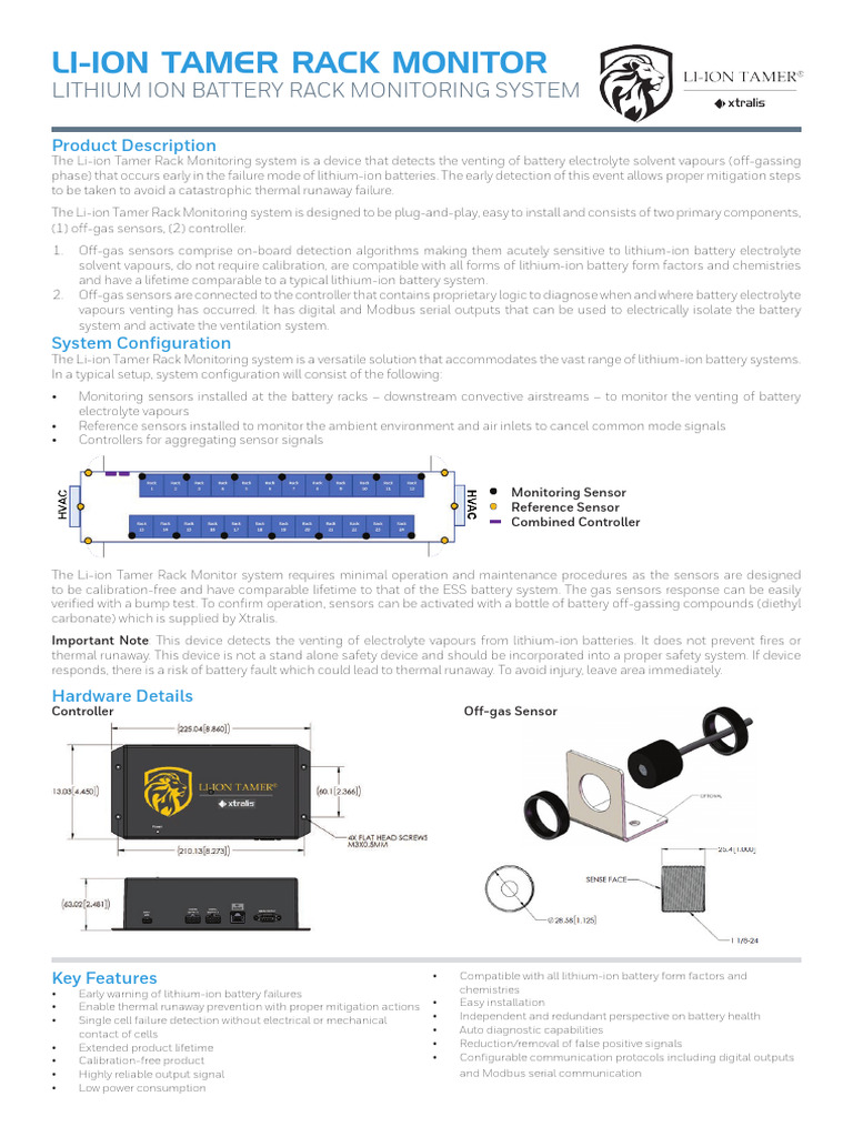 05 Xtralis Li-Ion Tamer Fault Detector Rack TDS A4 IE Lores | PDF ...