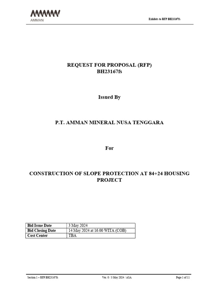 Section 1 - RFP BH23167fs - Instructions | PDF | Request For Proposal ...