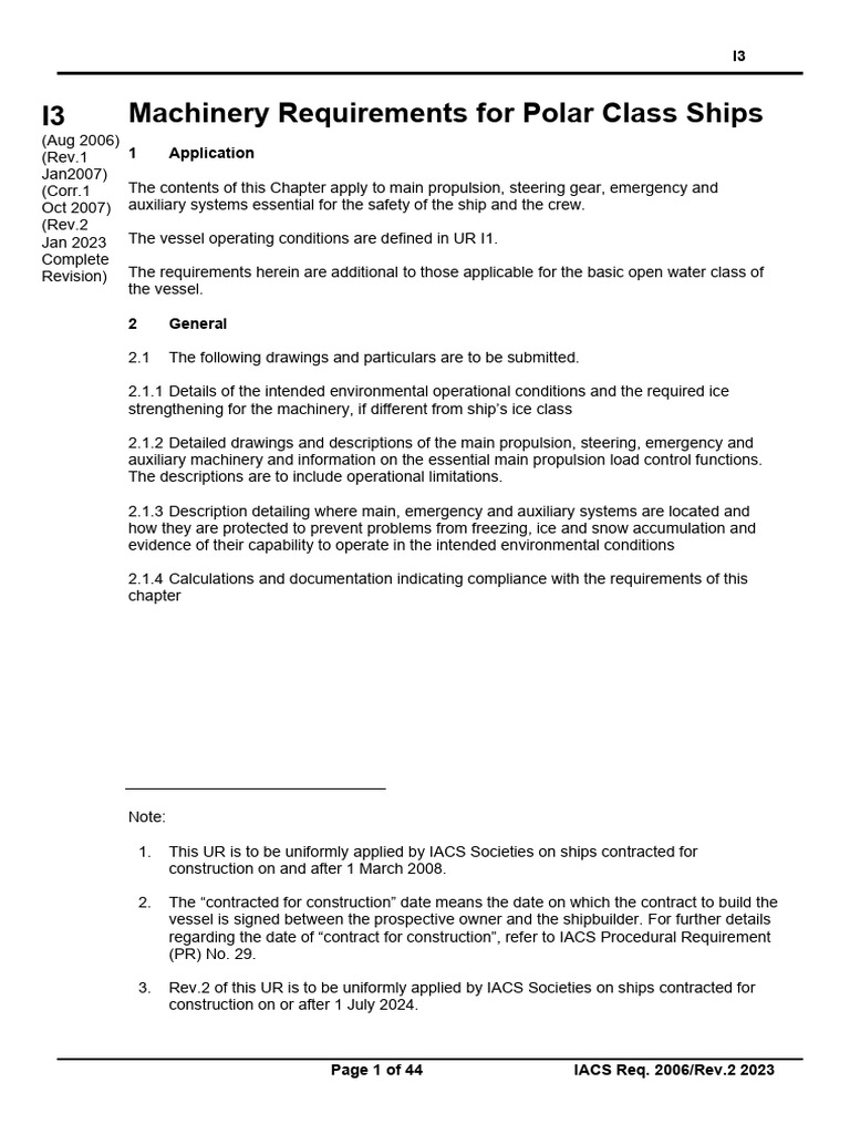 IACS Requirements Concerning POLAR CLASS - Machinery Requirements For ...