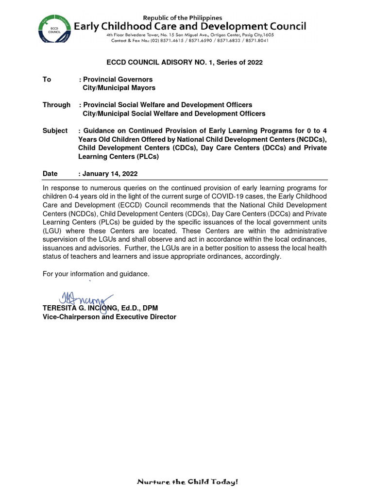 ECCD-Council-Advisory-1-s.-of-2022 | PDF