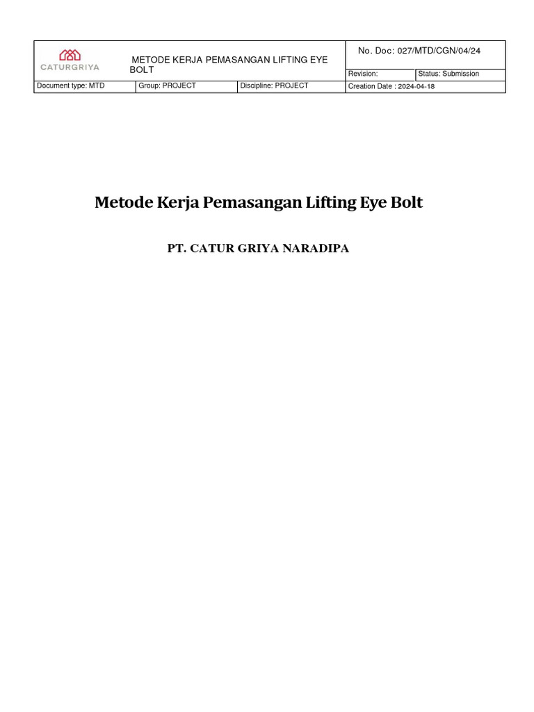 Panduan Pemasangan Eye Bolt | PDF | Teknologi & Rekayasa