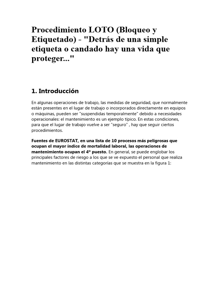 Procedimiento LOTO: Seguridad en Mantenimiento | PDF | Administración ...