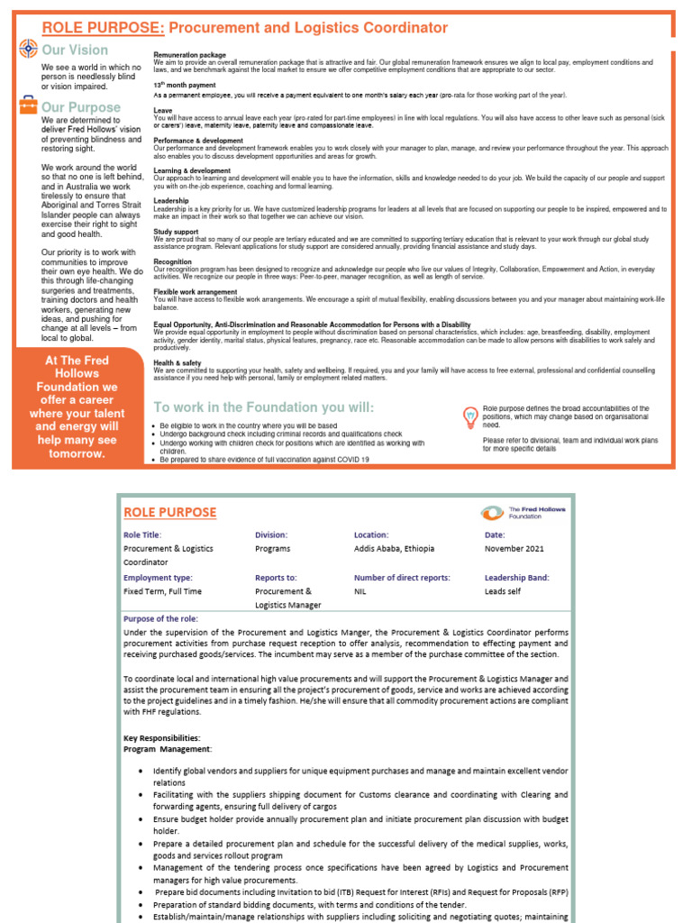 Role-Purpose-Procurement-Logistics-Coordinator | PDF | Procurement | Request For Proposal