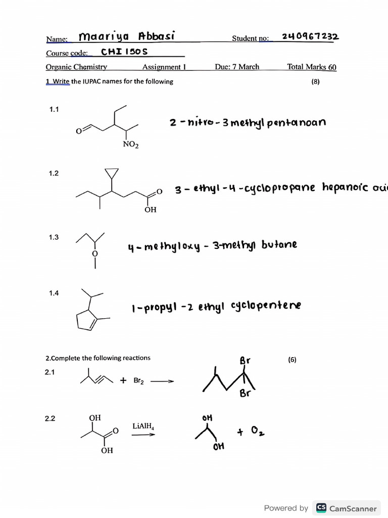 chem assignment | PDF