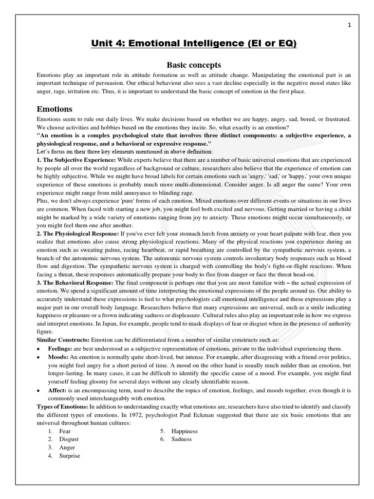 Day 8 Emotional Intelligence - 1686976116 | PDF | Emotions | Emotional ...