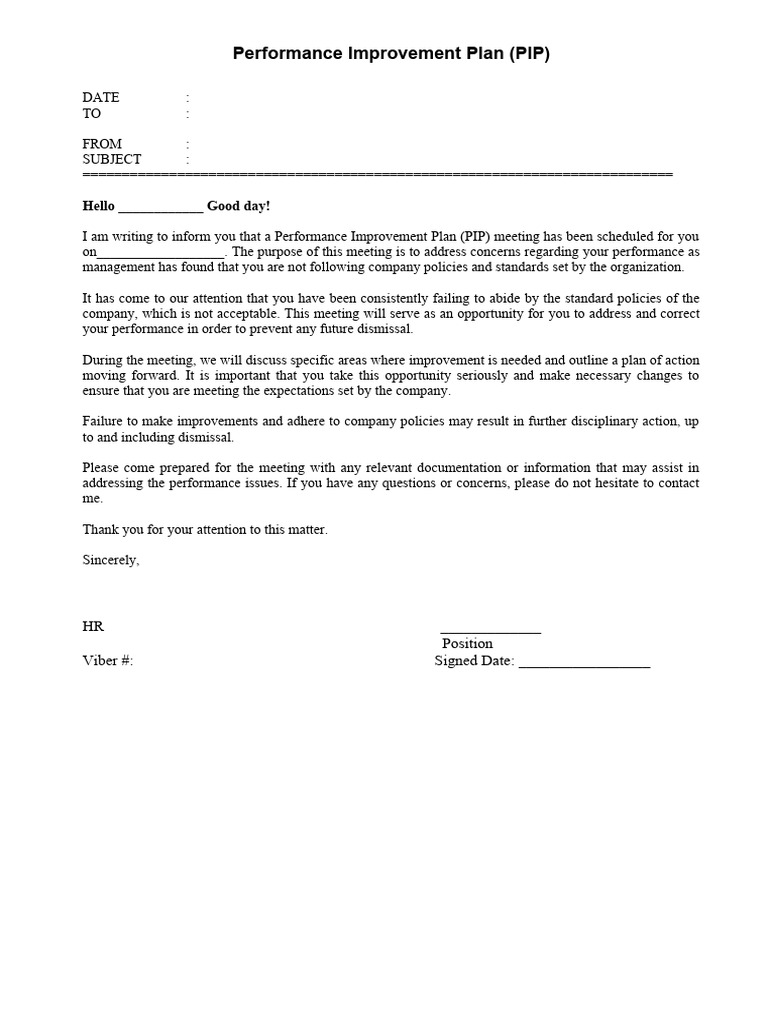 Performance Improvement Plan (PIP) | PDF
