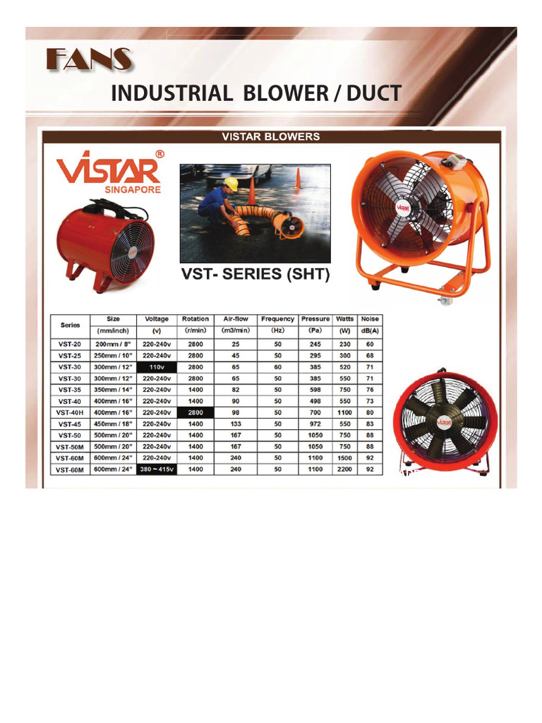 Vistar Ventilator Fan Specification | PDF
