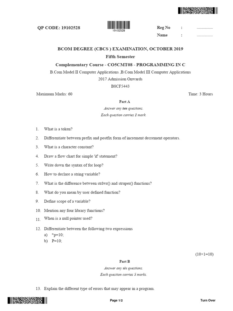 Programming In C 2019 Pdf C Programming Language Computer Program