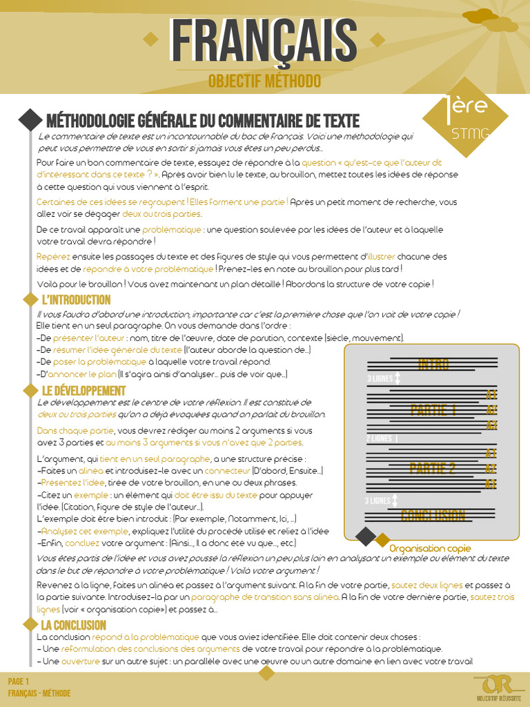 Méthodologie du commentaire de texte STMG | PDF | Argumentation