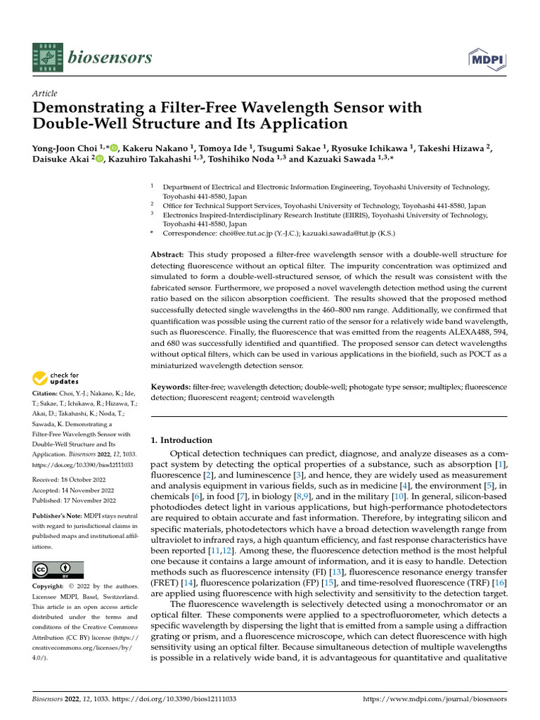 Biosensors 12 01033 v2 | PDF | Fluorescence | Optical Filter