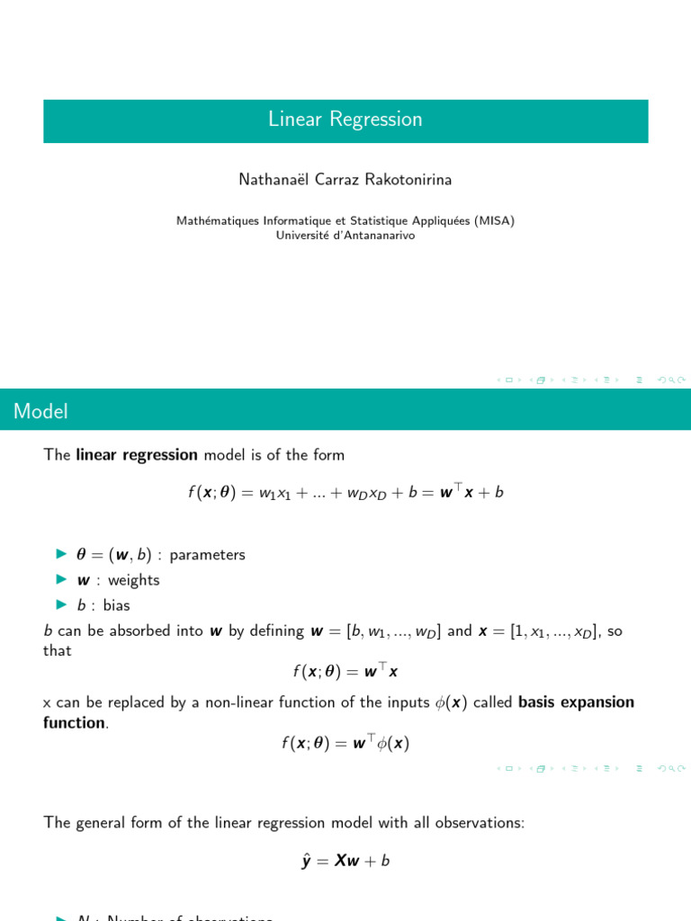 Linear Regression | PDF | Ordinary Least Squares | Regression Analysis Linear Regression | PDF | Ordinary Least Squares | Regression Analysis