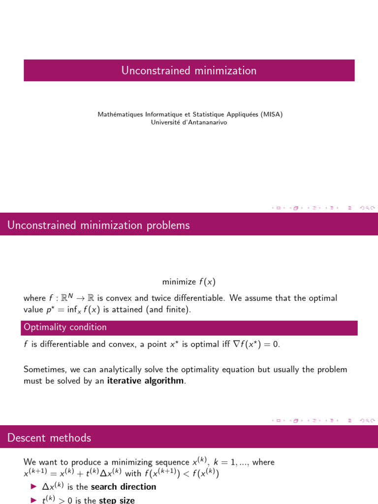 Unconstrained Minimization | PDF | Mathematical Optimization | Computational Science