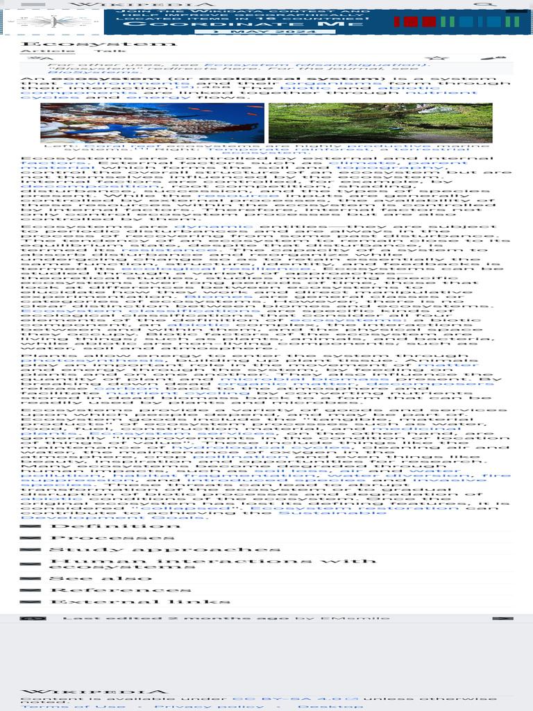 Ecosystem - Wikipedia | PDF | Ecosystem | Earth Sciences