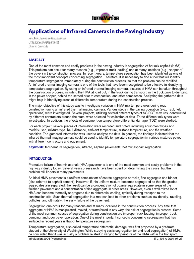 Infrared Cameras for Asphalt Segregation | PDF | Road Surface ...