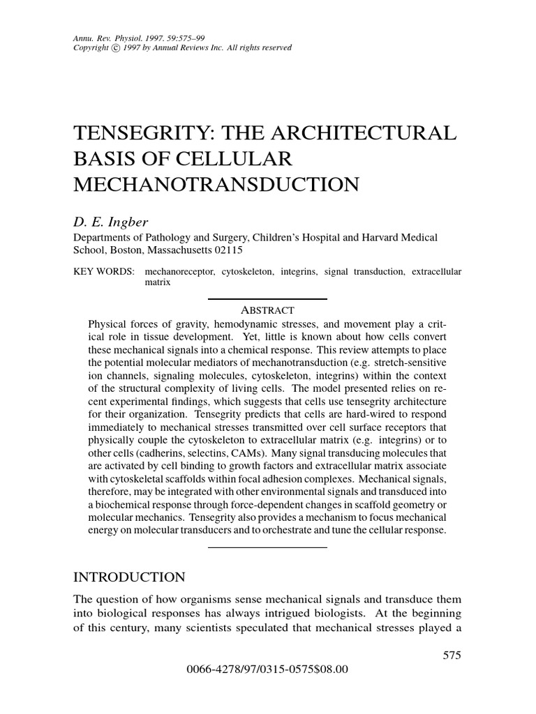 Tensegrity The Architectural Basis of Cellular Mechanotransduction | PDF | Cell Adhesion ...