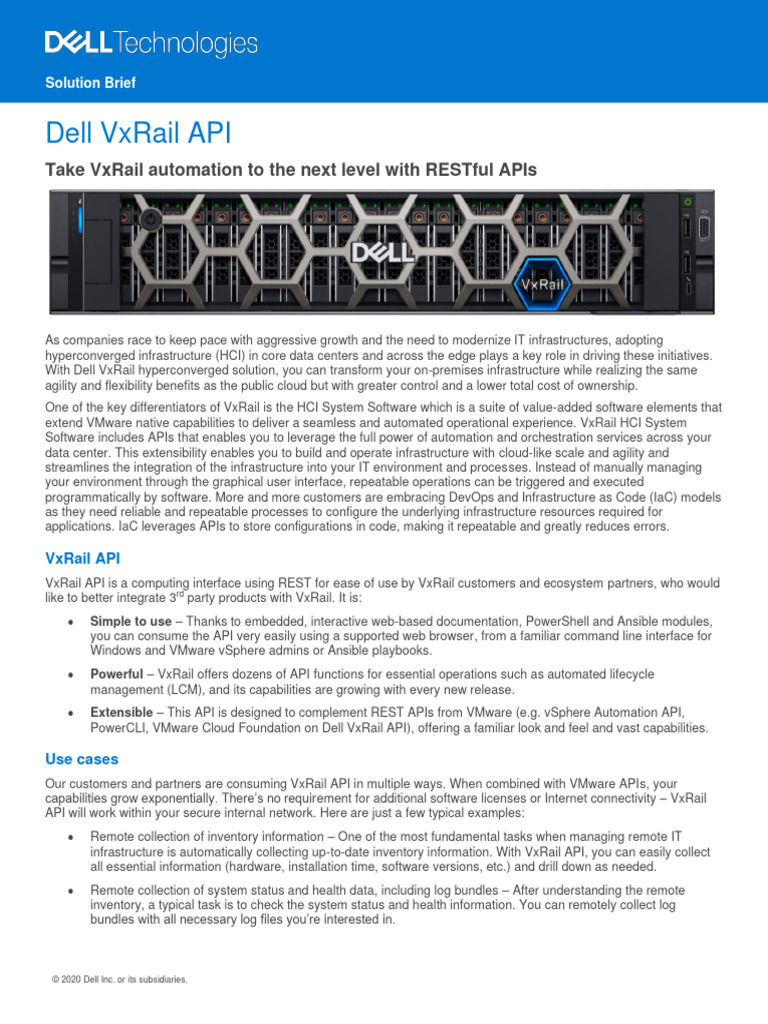 vxrail-api-solution-overview | PDF | Cloud Computing | Computer Cluster