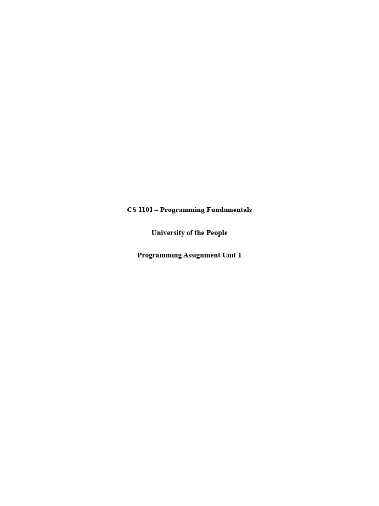Cs 1101 Programming Assignment Unit 1 Pdf Python Programming Language Computer Program 1963