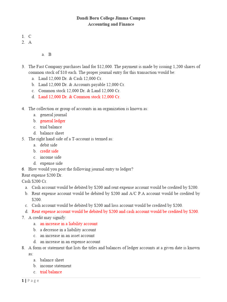 Accounting and Finance Mock Exam | PDF | Debits And Credits | Bad Debt