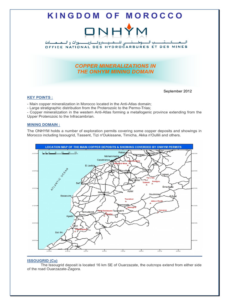 Copper Mineralizations in Morocco | PDF | Copper | Minerals